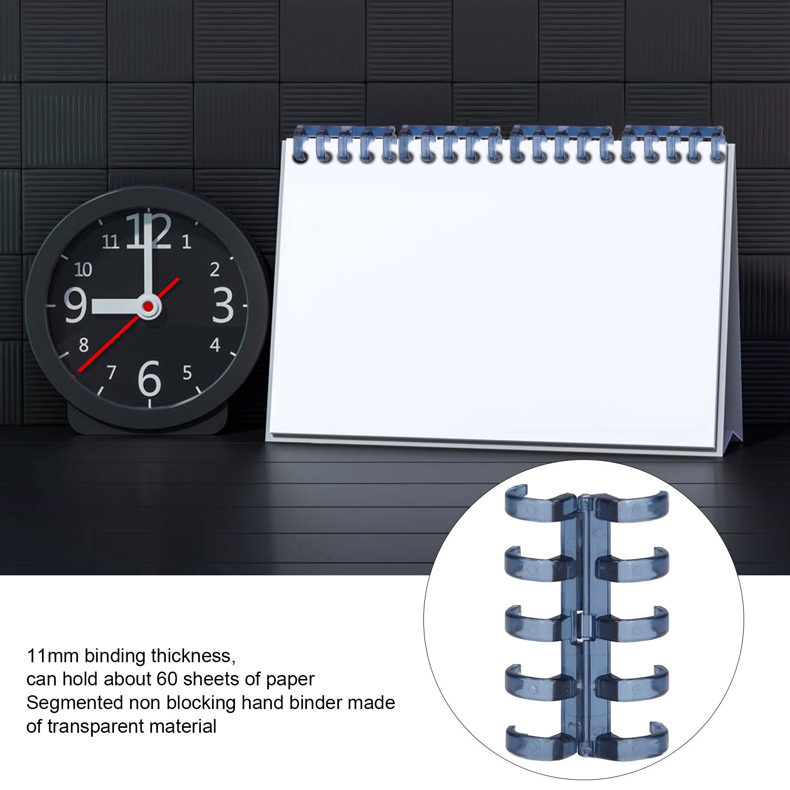 20 шт. Кольца для переплета сегментированные, вмещают 60 листов, толщина переплета 11 мм, офисные принадлежности, синие