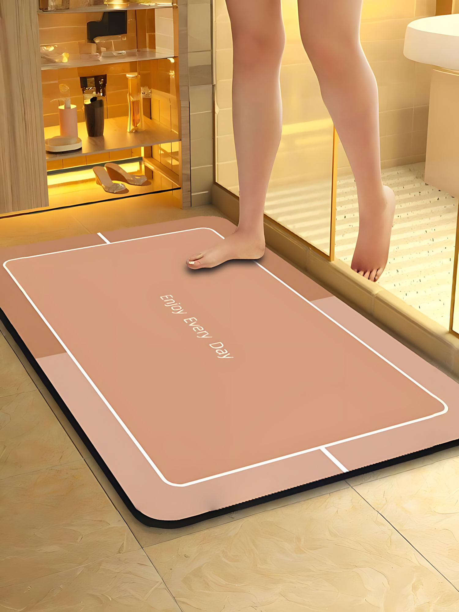 Коврик из диатомита, быстросохнущий, не скользящий, для ванны и туалета, 60х90 см, диатомит 2.5 мм, ярко-оранжевый