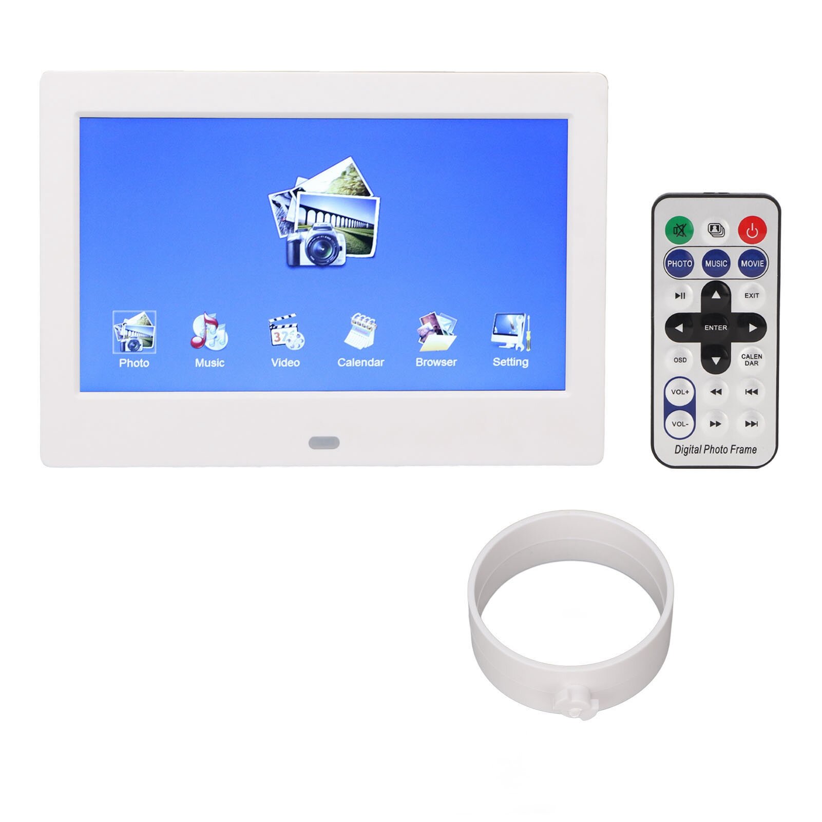 7 -дюймовая цифровая рамка картинка Многофункциональный календарь изображение и видео плит. Электронная фотокамала 100–240V UK Plug