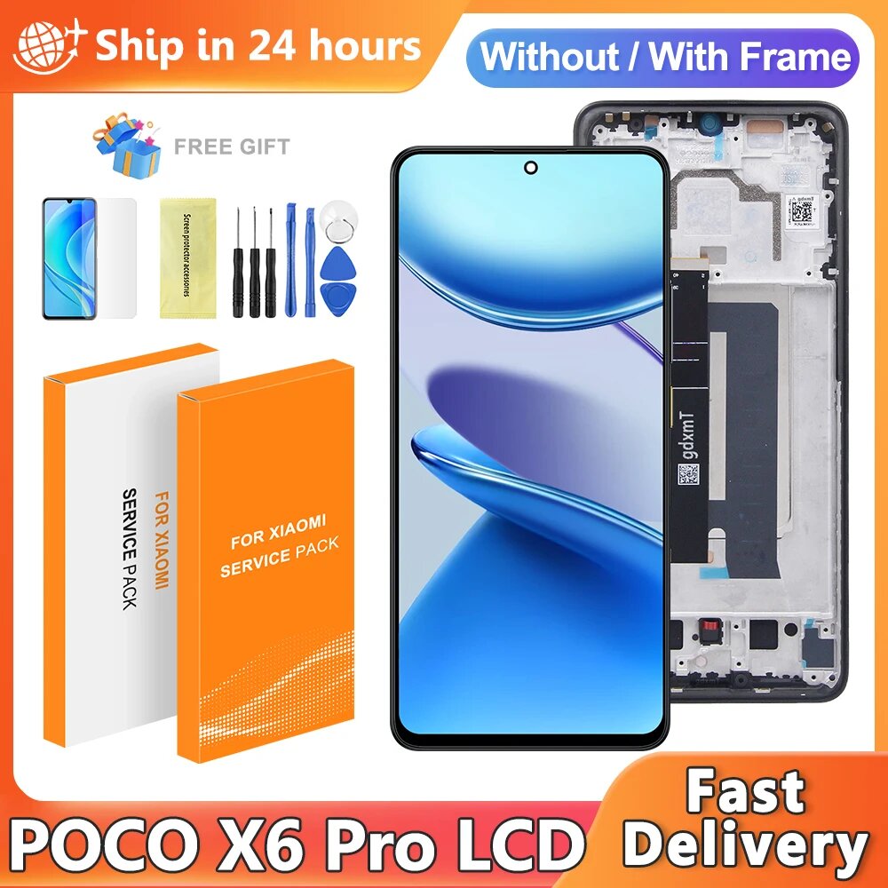 Экран X6Pro для Xiaomi Poco X6 Pro 2311DRK48G ЖК-дисплей с цифровым преобразователем сенсорного экрана в сборе для Poco X6 Pro Замена дисплея TFT No Frame