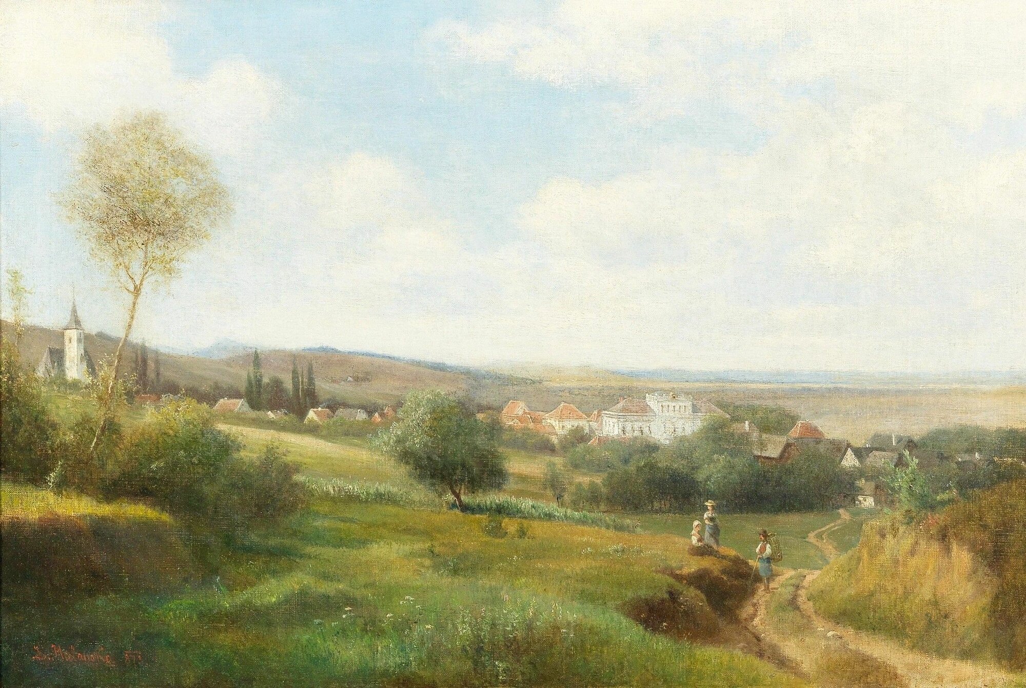 Картина Людвига Галауска Вид на перевал Цайзельмауэр-Вольф возле Тульна 80х54 см