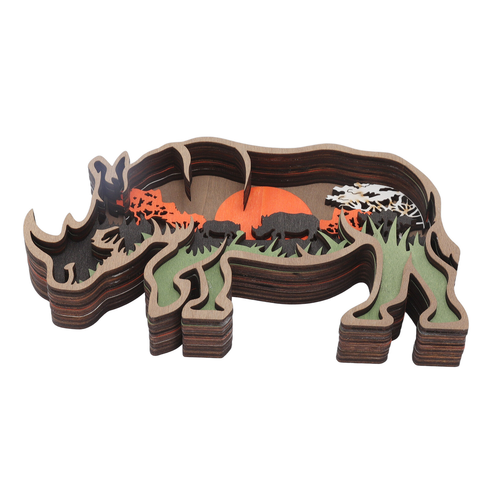 Статуя животного, фигурка самшита, деревянный орнамент, украшение для дома, подарок для спальни, офиса, носорога
