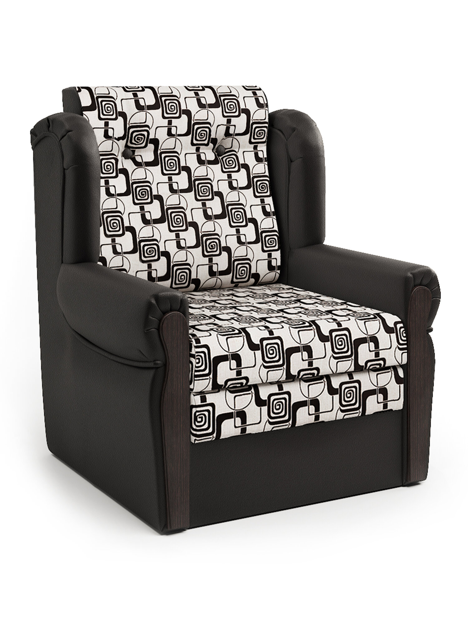 Кресло-кровать Классика М, раскладное, с ящиком, 87х101х83 см, шоколад и ромб