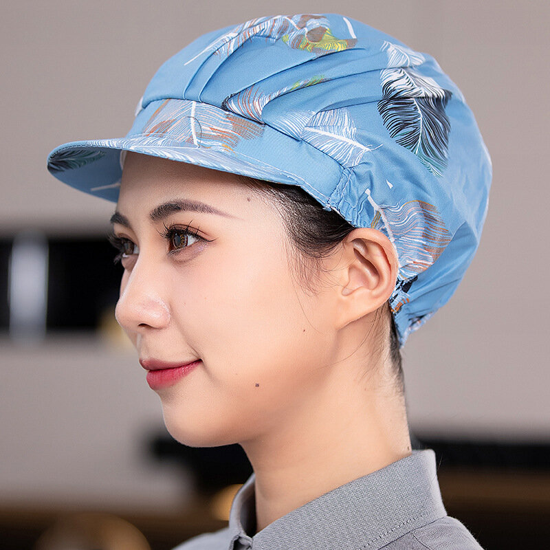 Рабочая шляпа, для пищевой фабрики, регулируемая, эластичная лента, синее перо