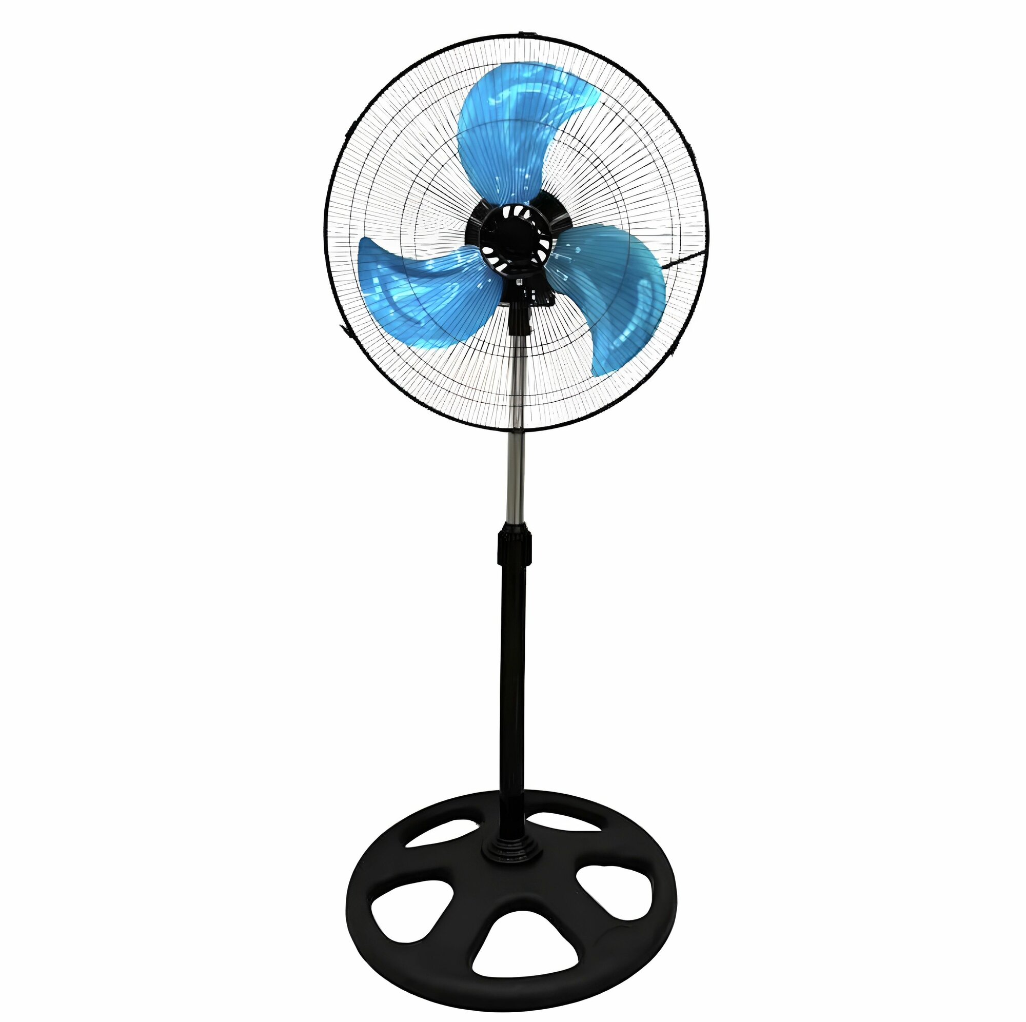 Мощный напольный вентилятор с 3 скоростями и защитной решеткой CROWN BF-156, чёрно-голубой