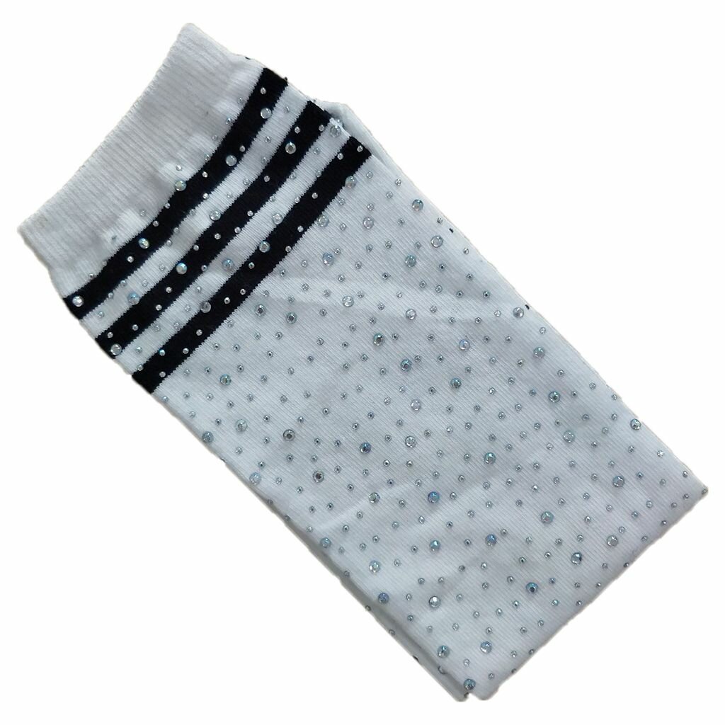 Детские чулки в горячую ромбовидную полоску, белые + черные полоски