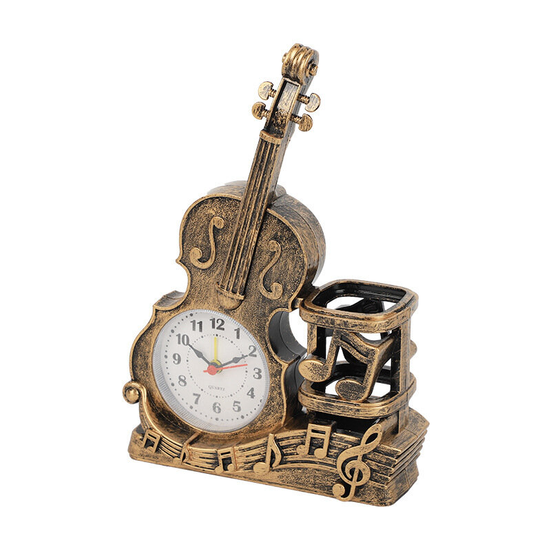 Подставка для ручек в виде часов-скрипки, пластиковая подставка для карандашей, настольный органайзер с дизайном музыкальных нот, креативная подставка для ручек для офисного стола, учебного кабинета, хранения канцелярских принадлежностей для студенто