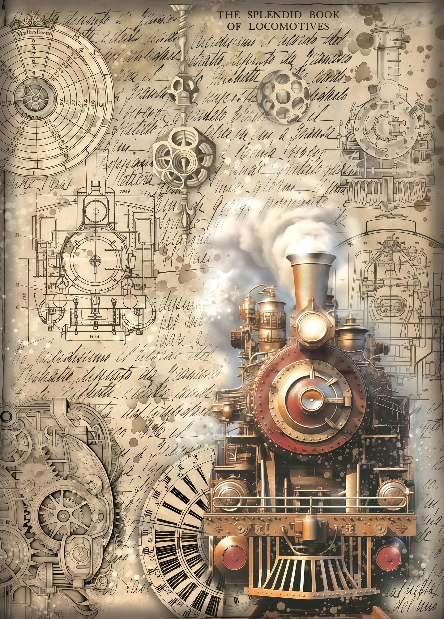 Декупажная карта AT Deco "About Time", A4, 21x29,7 см, 40 г/м2, 50 г