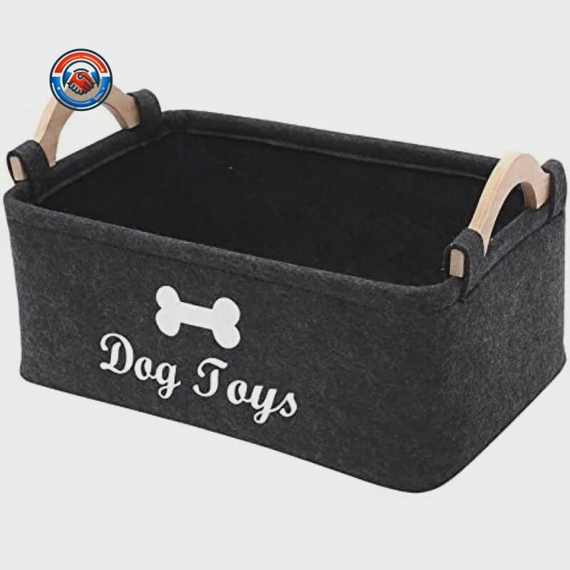 Стильная темно-серая фетровая коробка для хранения игрушек и аксессуаров домашних животных, компактная органайзер-корзина в гостиную и прихожую