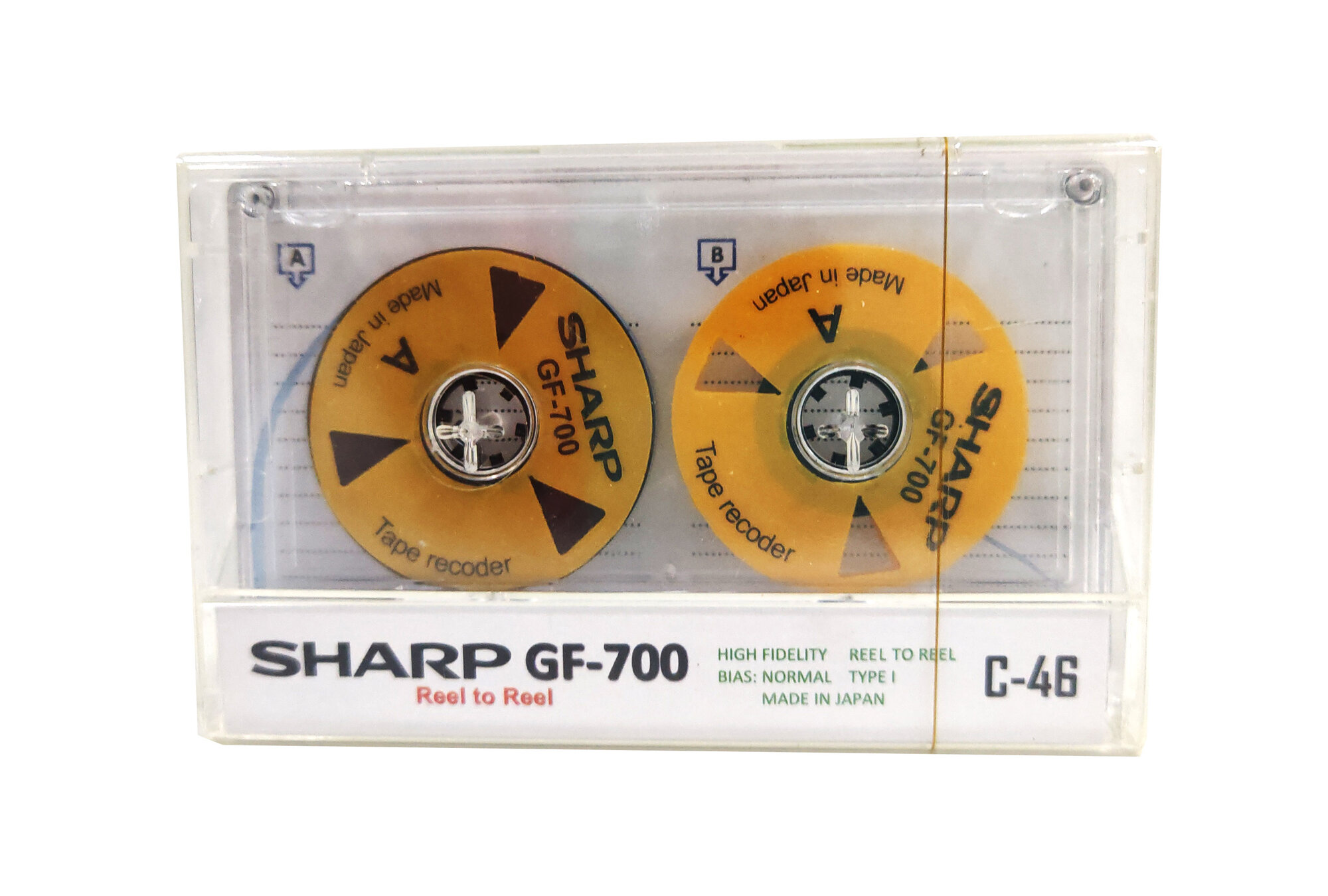 Аудиокассета "SHARP GF-700" с оранжевыми катушками
