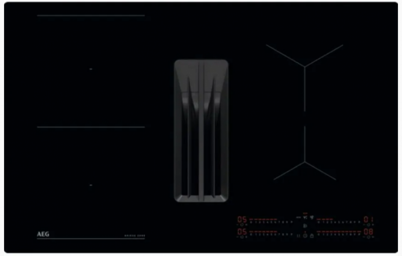 Варочная панель индукционная с вытяжкой AEG TH84CB03CB, черный (Германия)