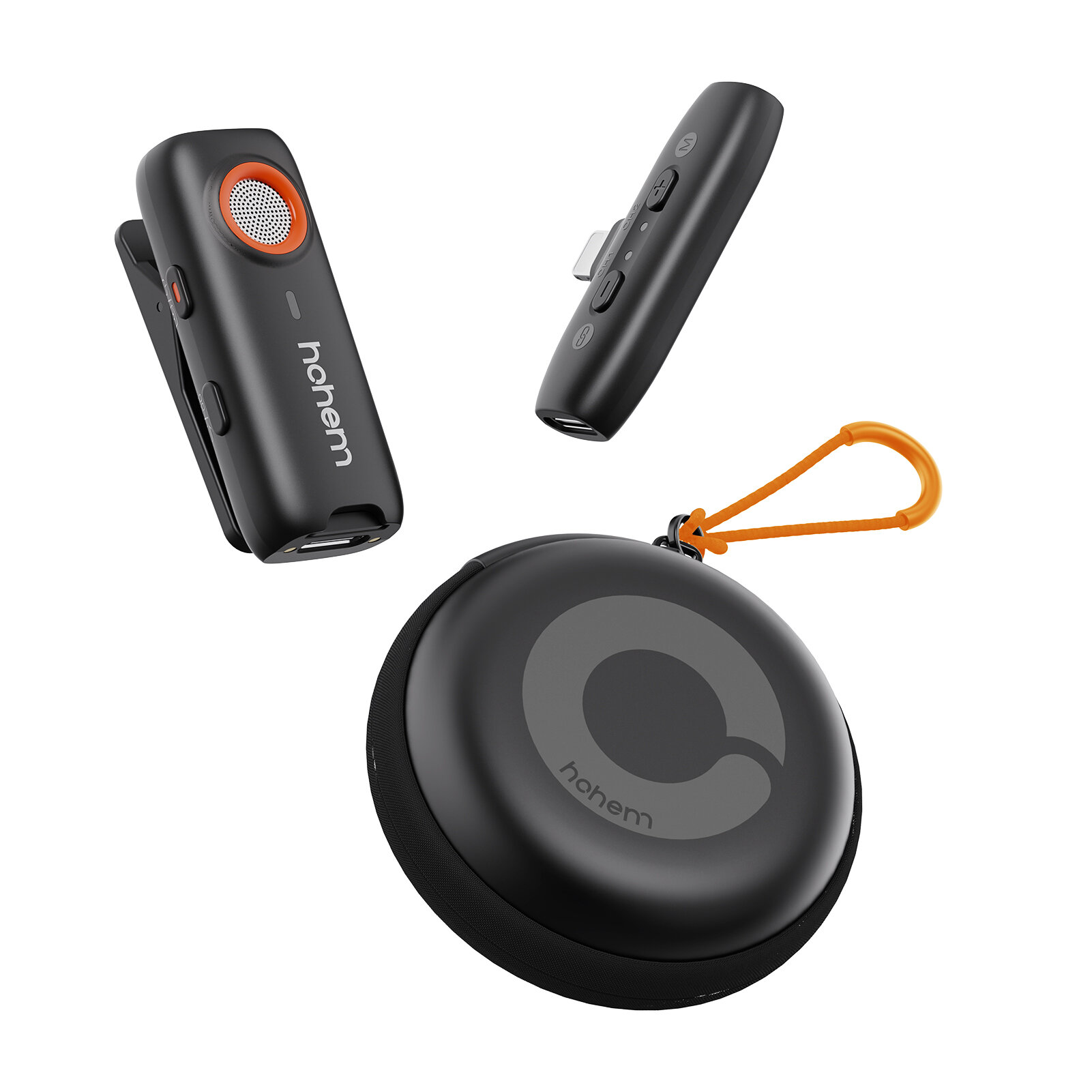 Hohem MIC-01 One-Trigger-One 2.4G Wireless Microphone черный/белый (выбор) с магнитом/клипом для смартфона, 3-уровневый шумоподавитель, встроенный слот для TF-карты, дистанционное управление затвором, с чехлом, внешний микрофон, частота дискретизации