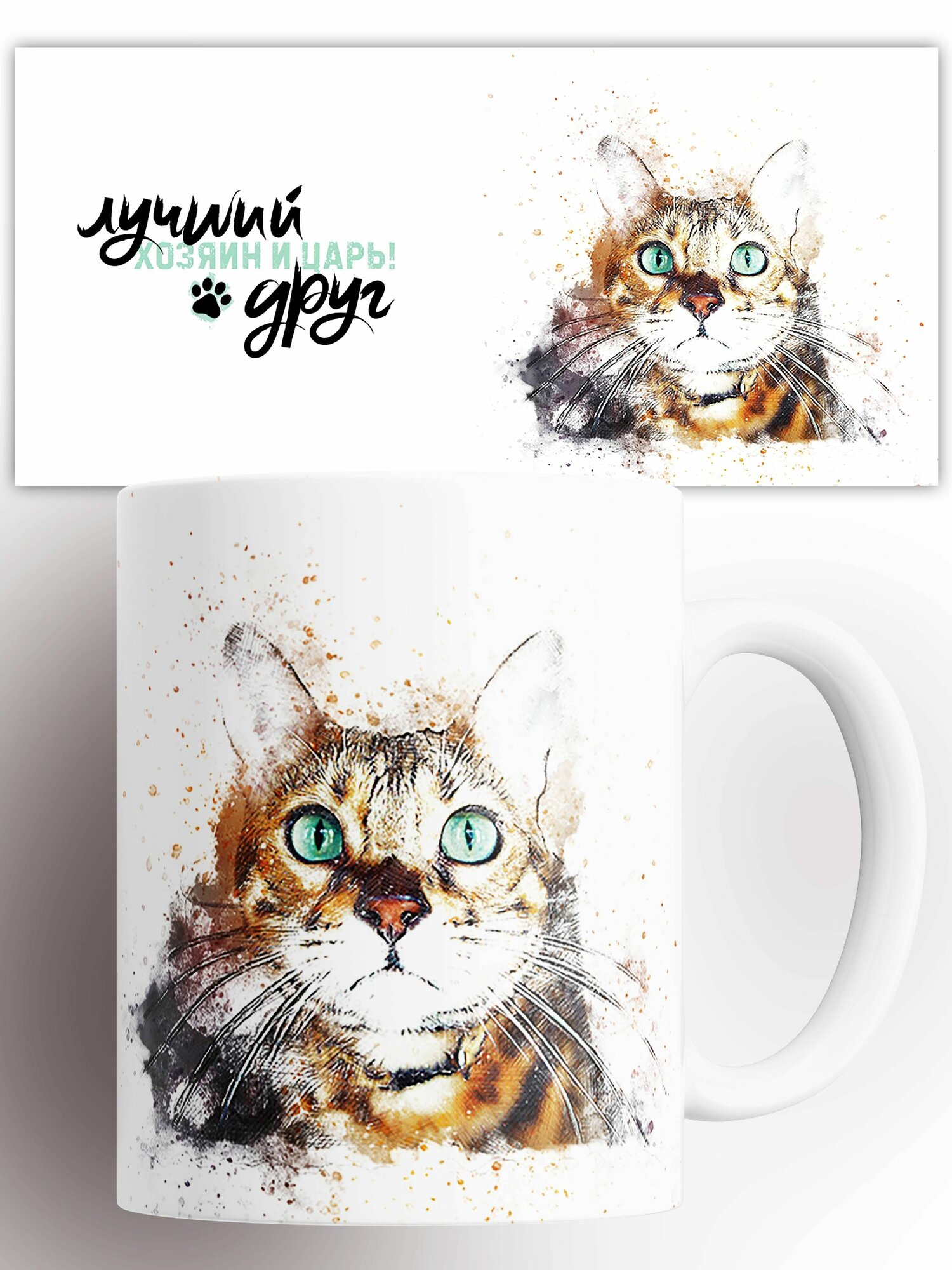 Кружка Бенгальская кошка cat друг человека хозяин и царь кошкалюб с принтом 330 мл