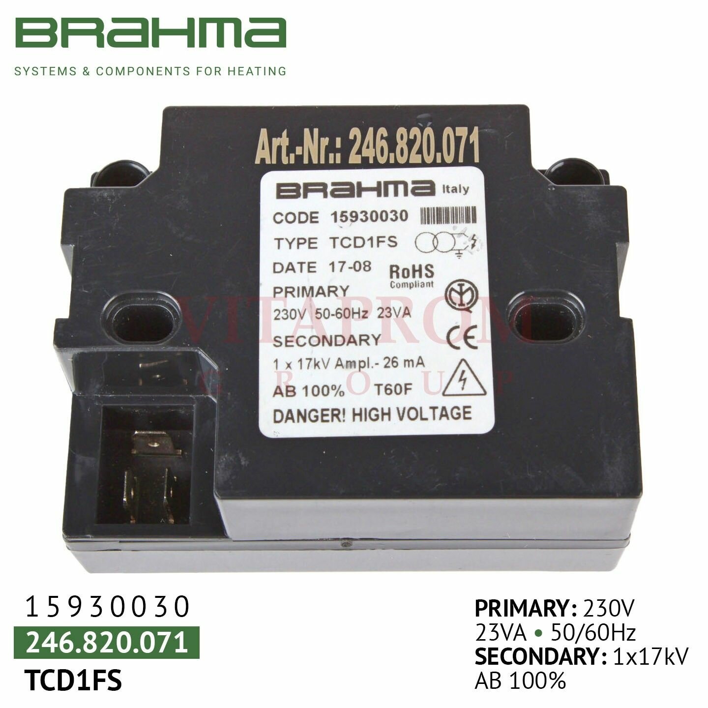 Трансформатор Brahma TCD1FS, 15930030