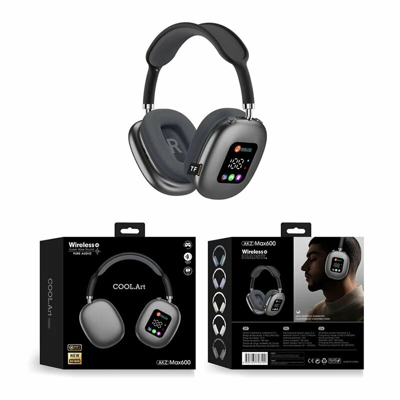 Wireless Bluetooth Earphone Head-mounted Touch Screen Headset Черный, Черный, Black