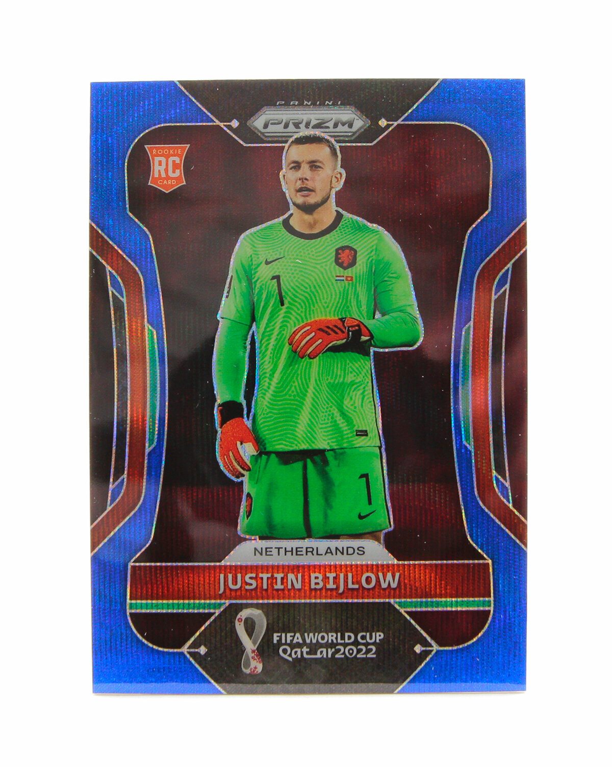 Коллекционная карточка Panini Prizm FIFA World Cup Qatar 2022: #157 Justin Bijlow - Blue Wave