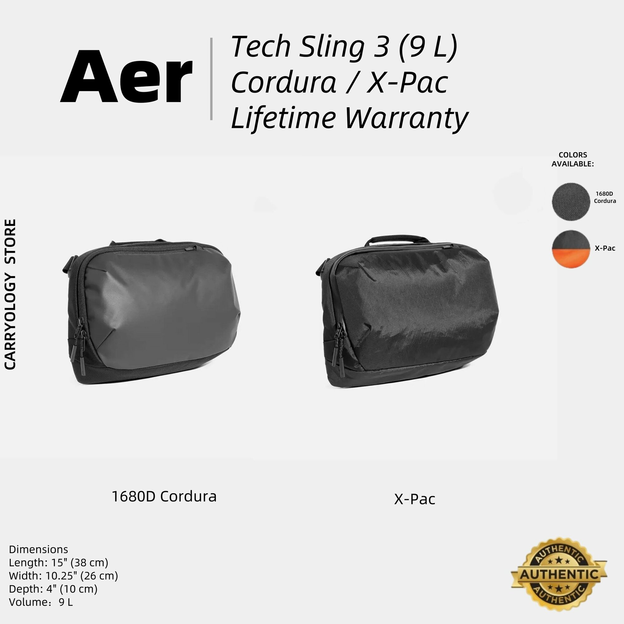 Слинг-сумка Aer Tech Sling 3 (Cordura / X-Pac) 9 л, для ноутбука до 14", городская, универсальная