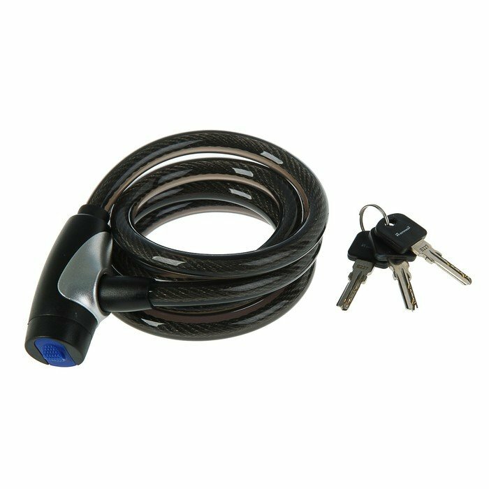 Замок навесной аллюр ВС-Т12, тросовый, комплект ключей из 3 штук, диаметр дужки 12 мм