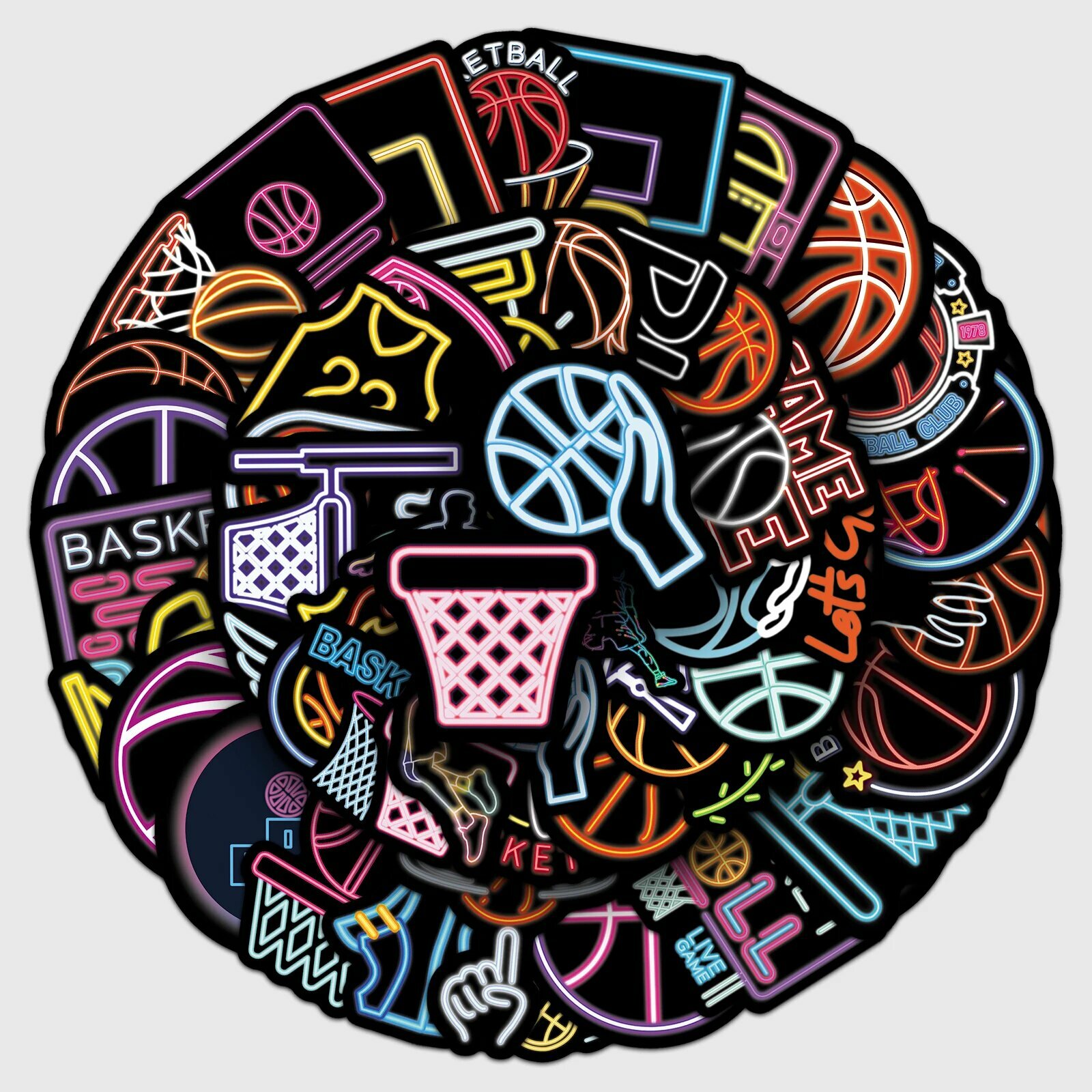 Набор наклеек Neon Basketball Series 50 шт