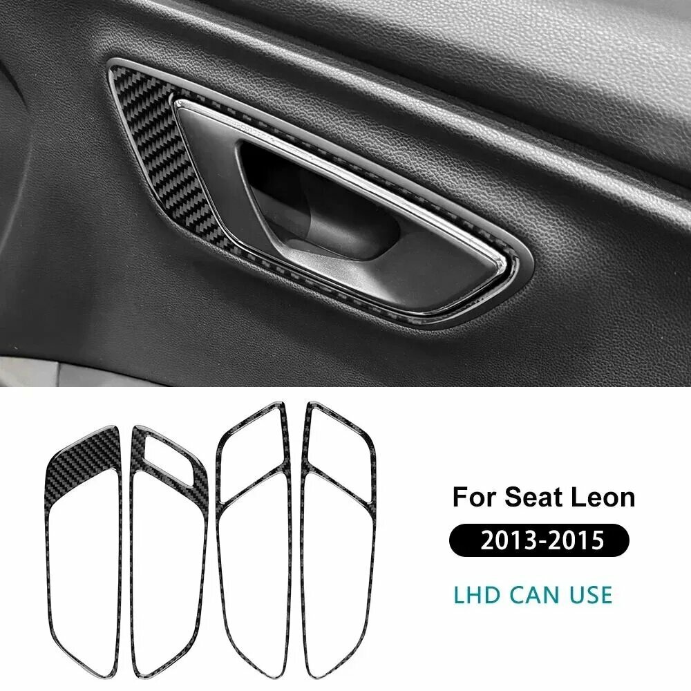 Настоящая мягкая наклейка из углеродного волокна для Seat Leon MK3 2013 2014 2015 LHD RHD, рамка дверной ручки, панель отделки, аксессуары интерьера.