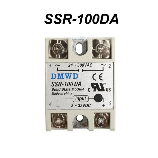 SSR-100DA Твердотельное реле, 100A Однофазный модуль SSR 100DA DC-AC 3-32V 12V DC до 24-380V 220V AC -1 шт.