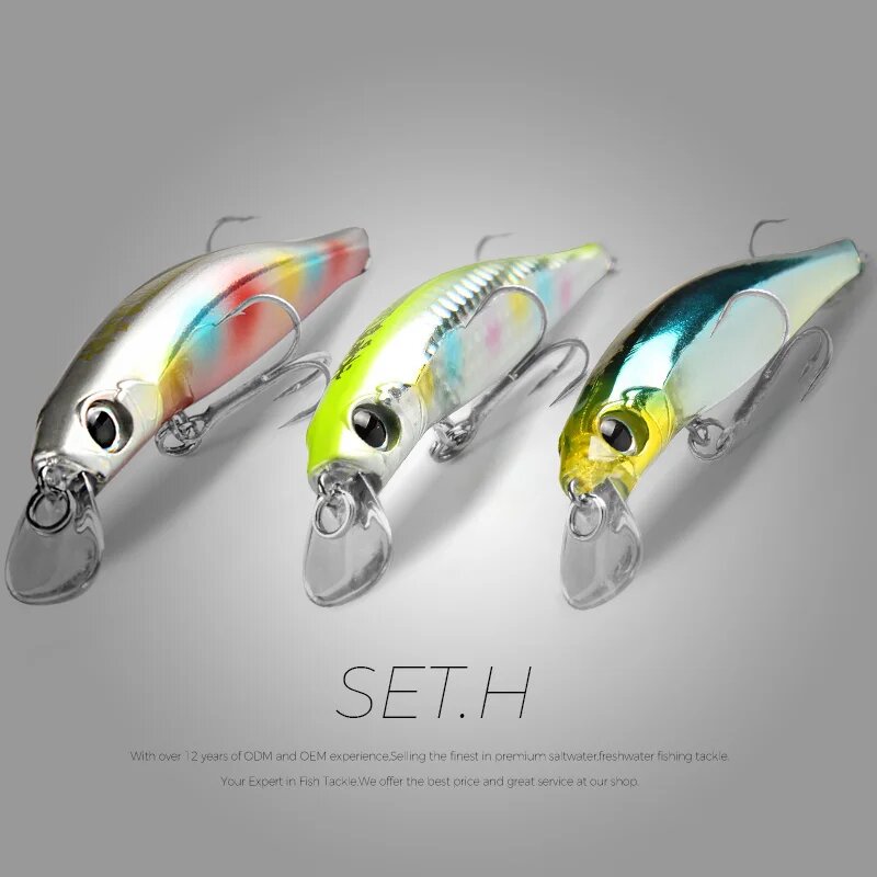 BEARKING Воблеры 3 шт, набор 80 мм, Set.H