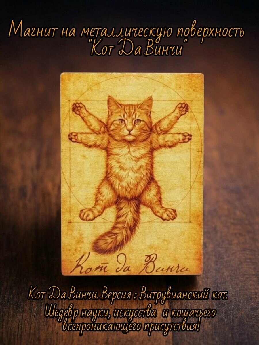 Кот Да Винчи, магнит на металлическую поверхность