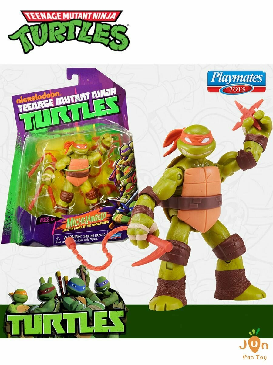Фигурка Черепашки Ниндзя Playmates Toys Nickelodeon TMNT Michelangelo Classic Action Figure / Коллекционная фигурка Черепашки-ниндзя Микеланджело для детей, 11 см