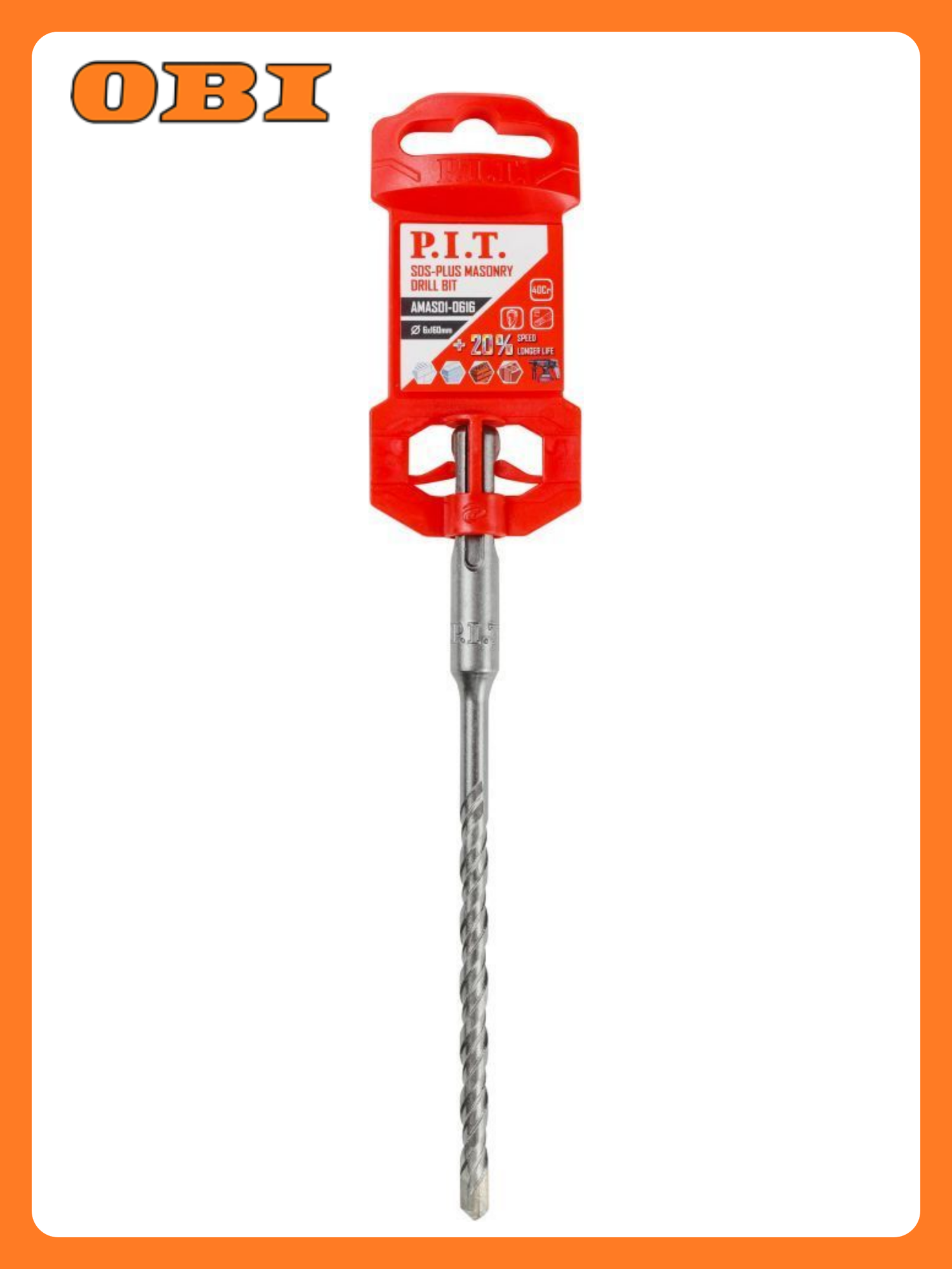 Бур P.I.T. AMAS01-0616, SDS Plus, для бетона, камня и кирпича, 6x160мм