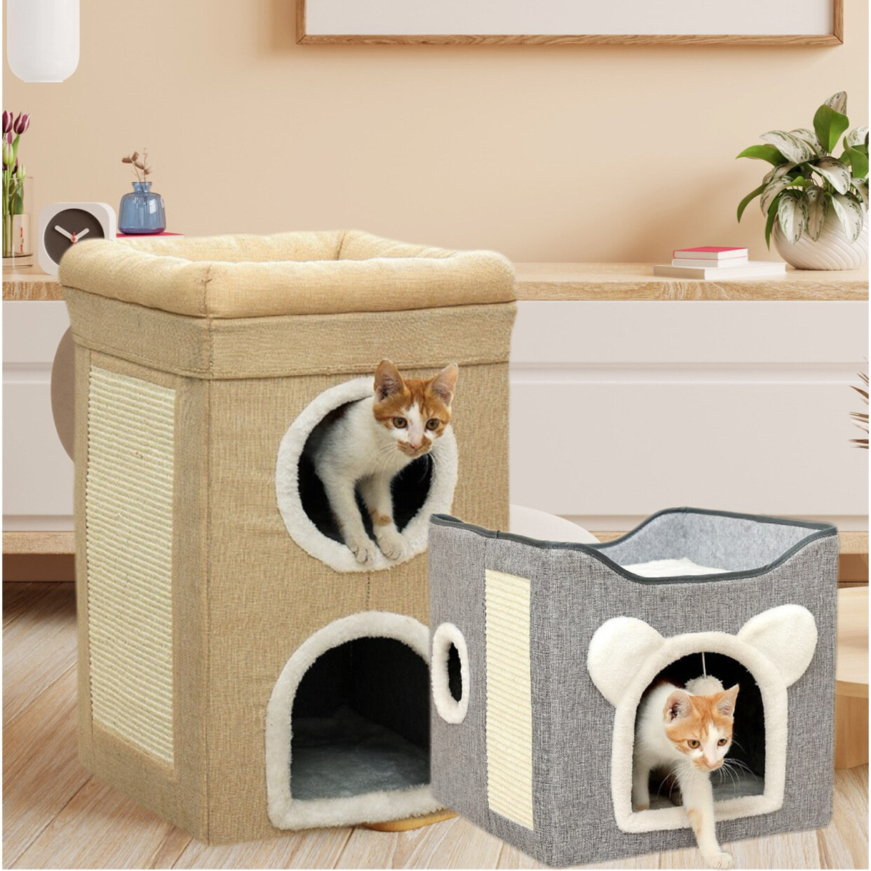 Кошачья вилла, трехэтажный домик для кошек, теплый зимний домик для кошек с полной изоляцией, кошачья лежанка, складной