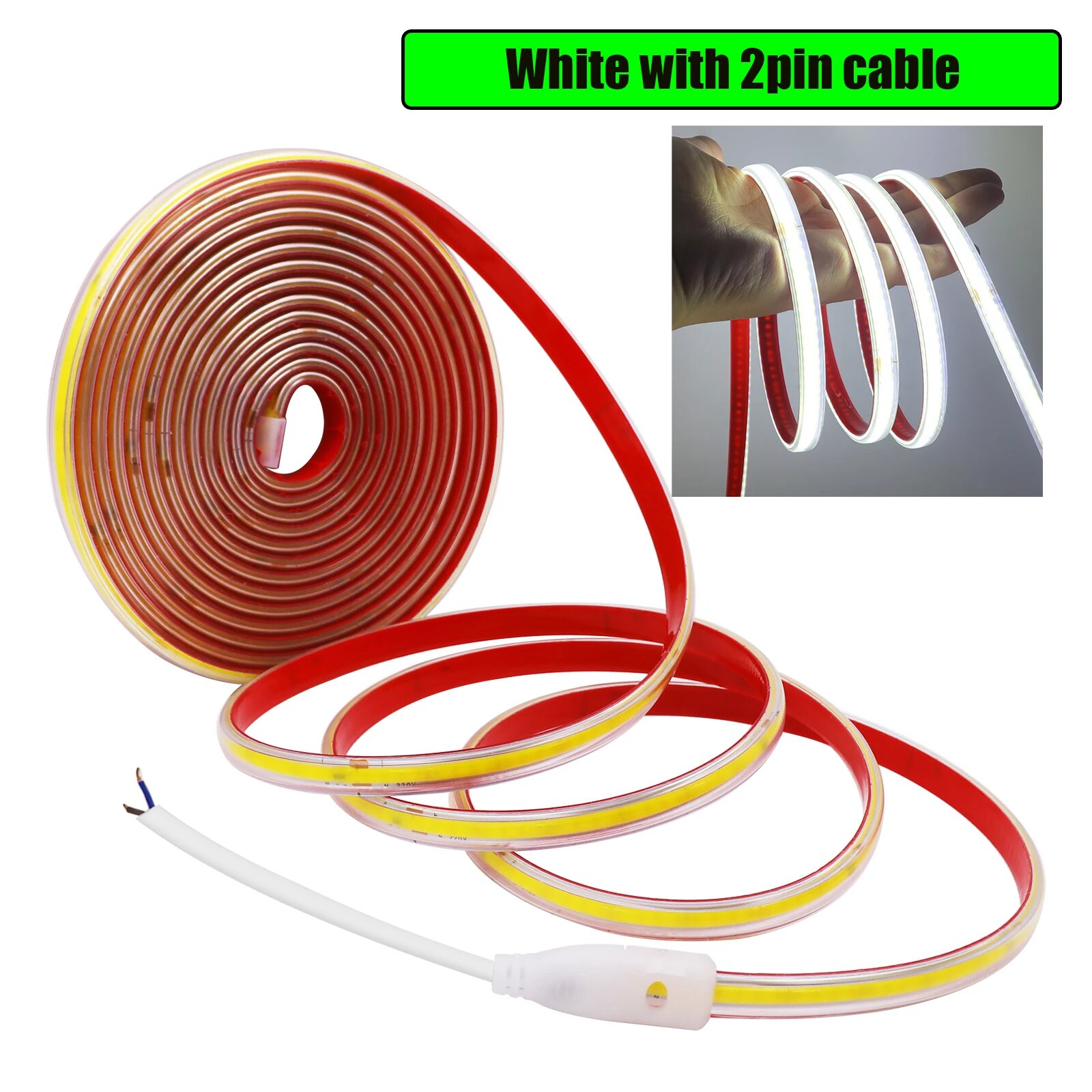 Светодиодная лента COB 220В White with 2pin, 3м