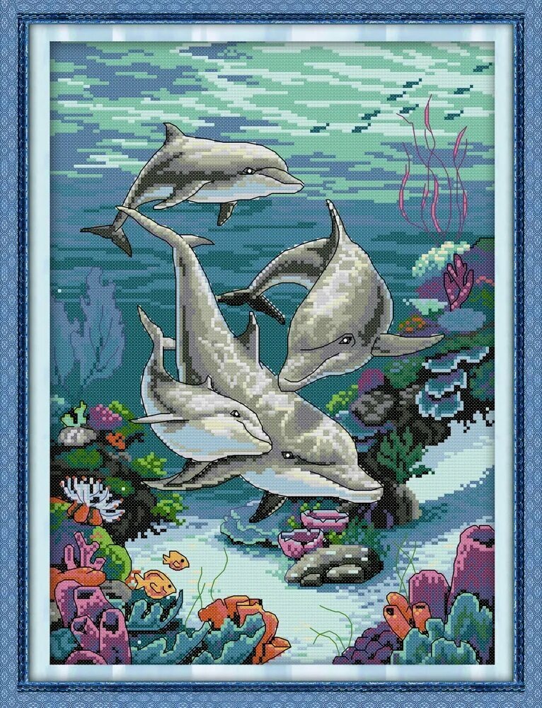 NKFвышивка крестом наборы, Схема на11CT "дельфин",42*55CM