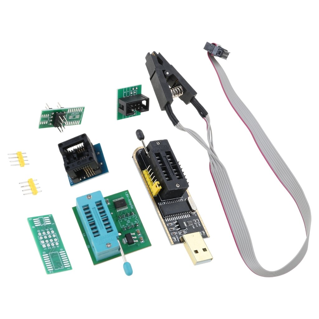 Advanced CH341A USB Programming Kit for 24 25 Series EEPROM +SOIC8 Test Clip