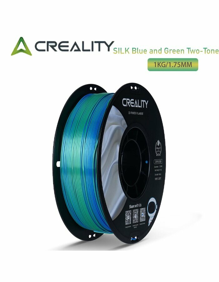 Катушка CR-Silk пластика Creality, 1,75 мм 1кг, для 3D принтеров Синяя и зеленая двойная линия