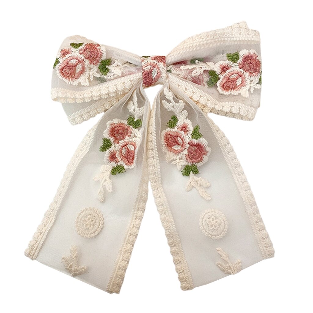 Заколка для волос с кружевной вышивкой и большим бантом-Large bow
