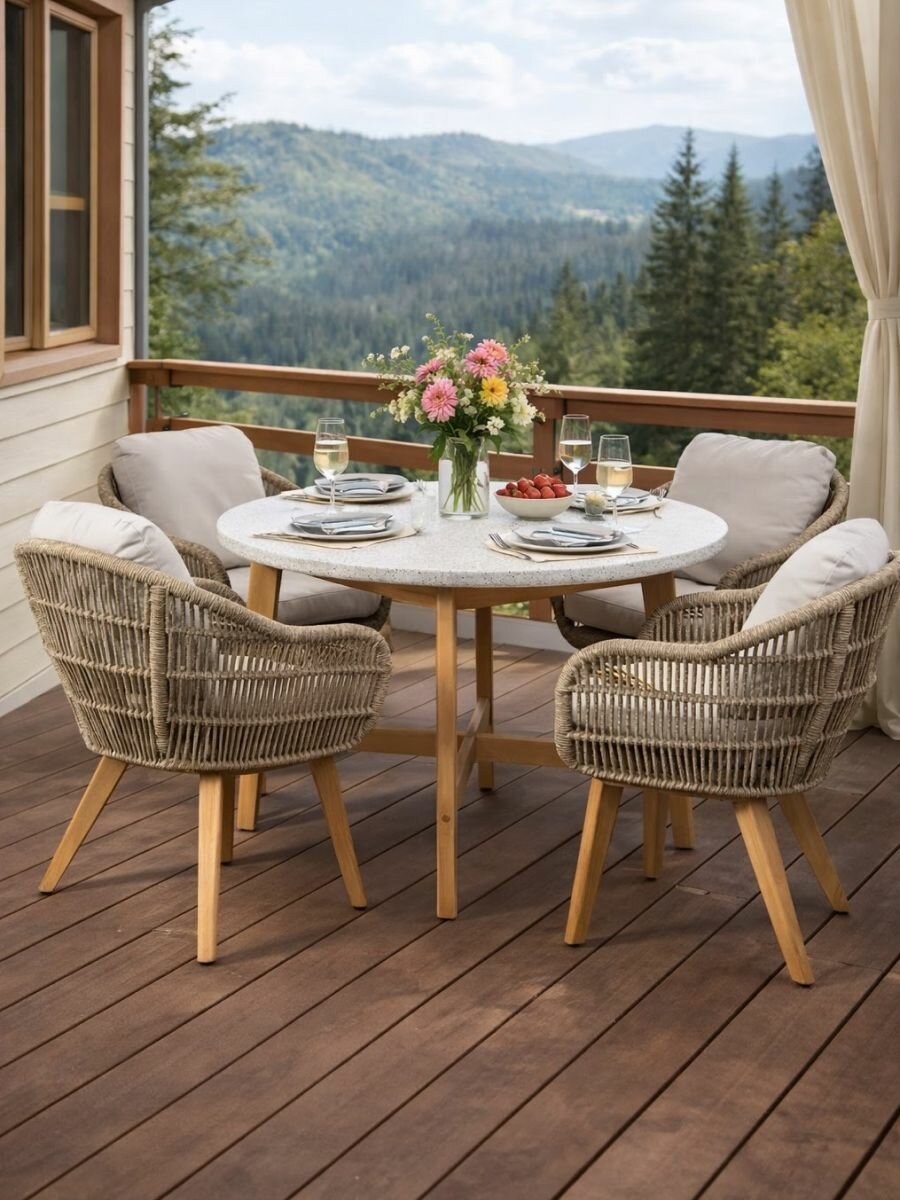 Набор садовой мебели Royal Family ELEONORA, обеденный комплект на 4 персоны из акации