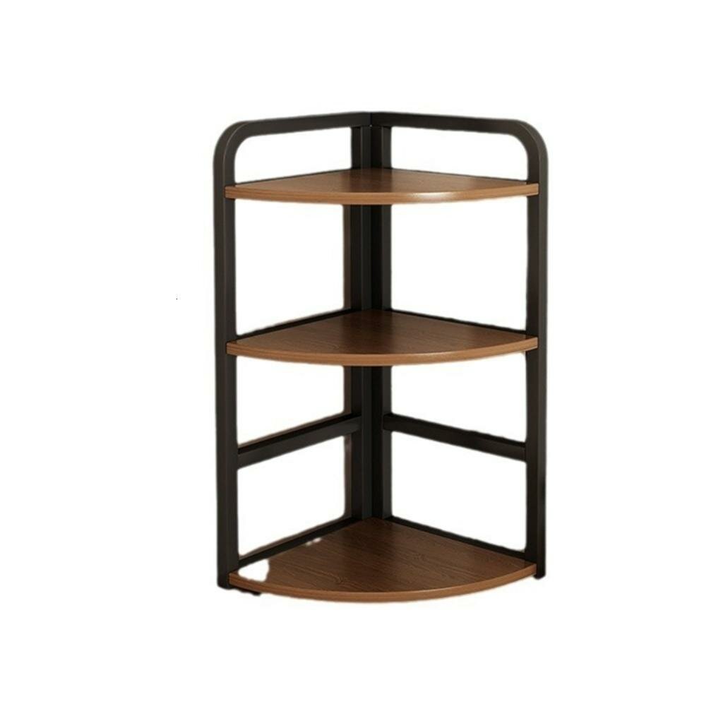 Двухуровневая деревянная полка в угол, матовый черный дуб - средний размер три ла