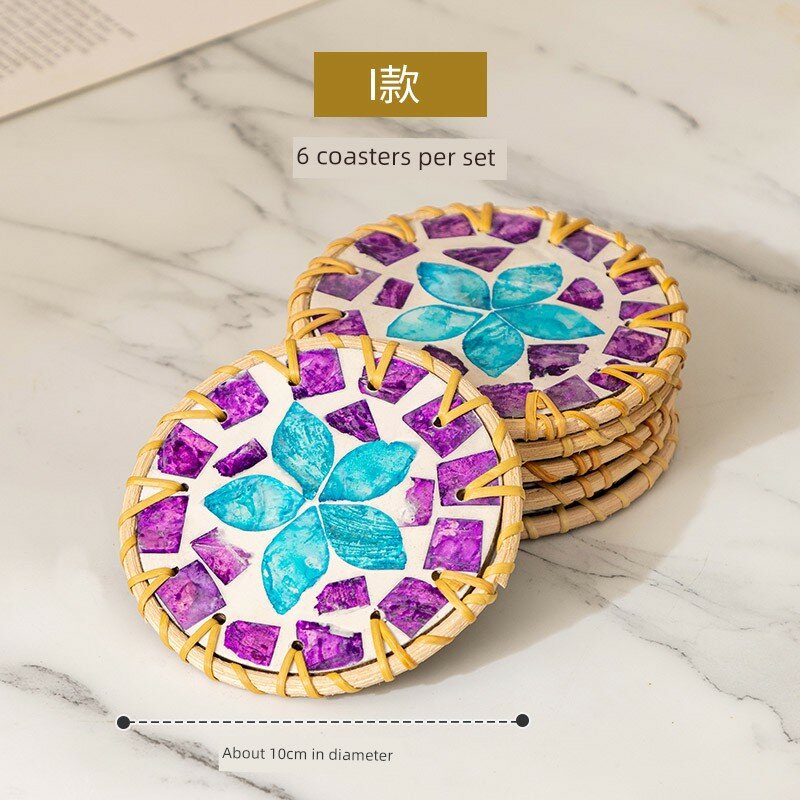 Набор подставок из ракушек I-стиля (6 шт.) - Элегантный столик с защитой от тепла для кофе