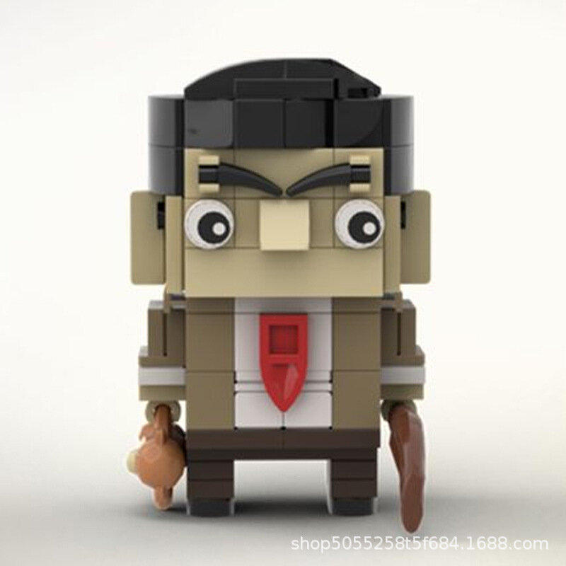 MOC-81044 Маленький кирпичик Mr. Bean, трехмерный деревянный сборочный набор с квадратной головой для мальчика