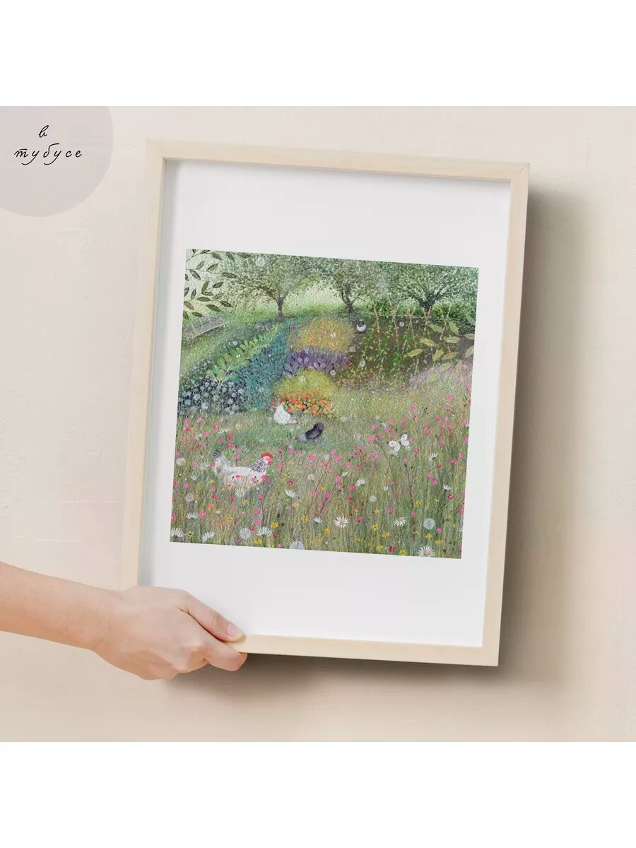 Летний постер луг дача, 30 x 40 см, материал бумага, без рамы