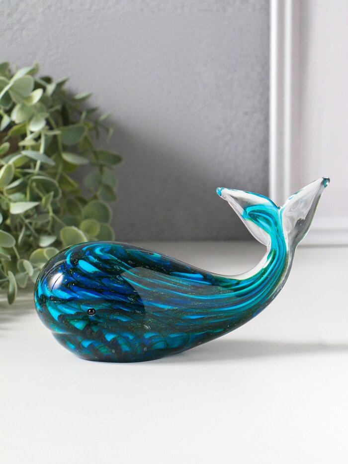 Фигурка стекло «Кит», под муранское стекло, 6×16.5×9.8 см