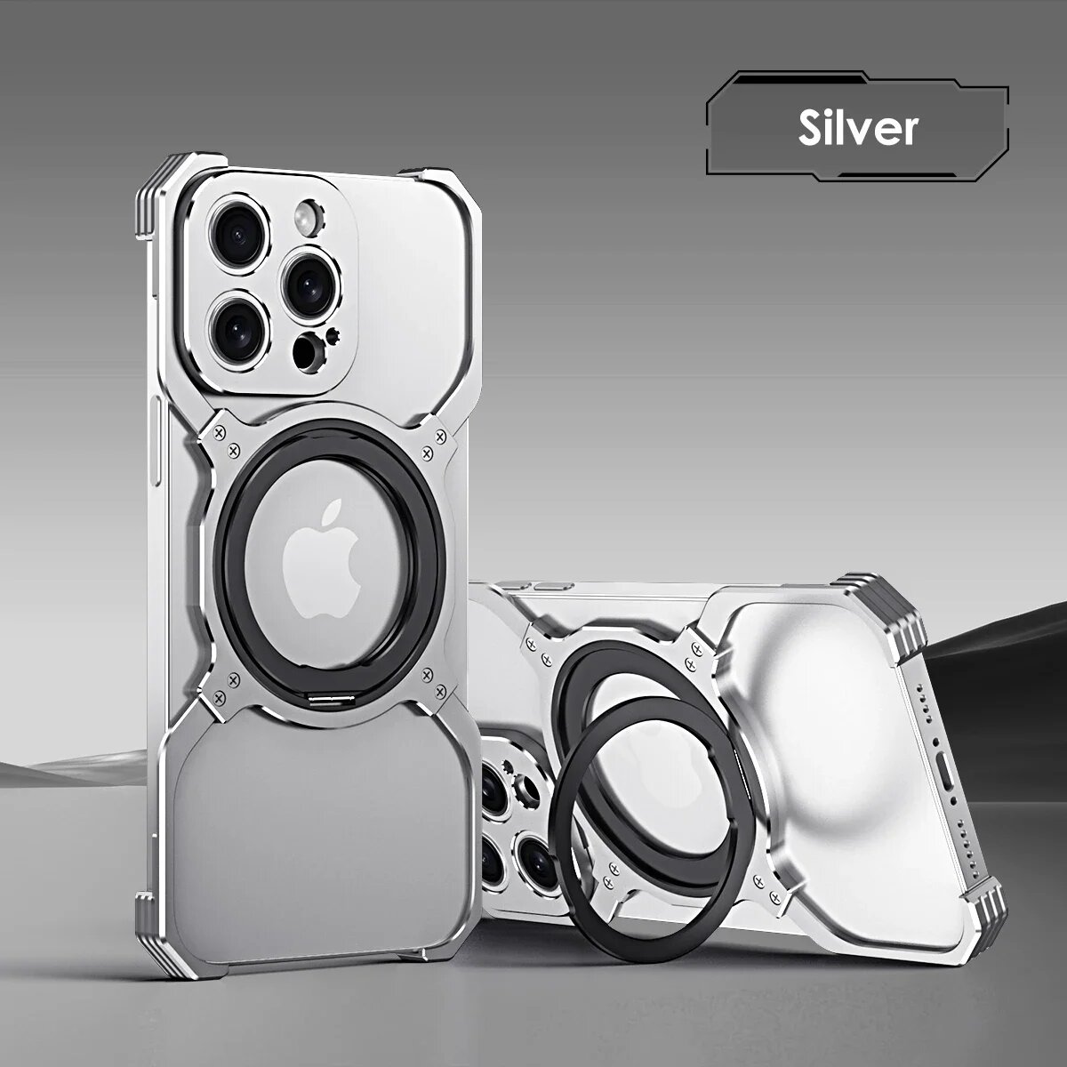 360 ° Металлический чехол-бампер без рамки с магнитной фиксацией для iPhone Silver, For iPhone 17