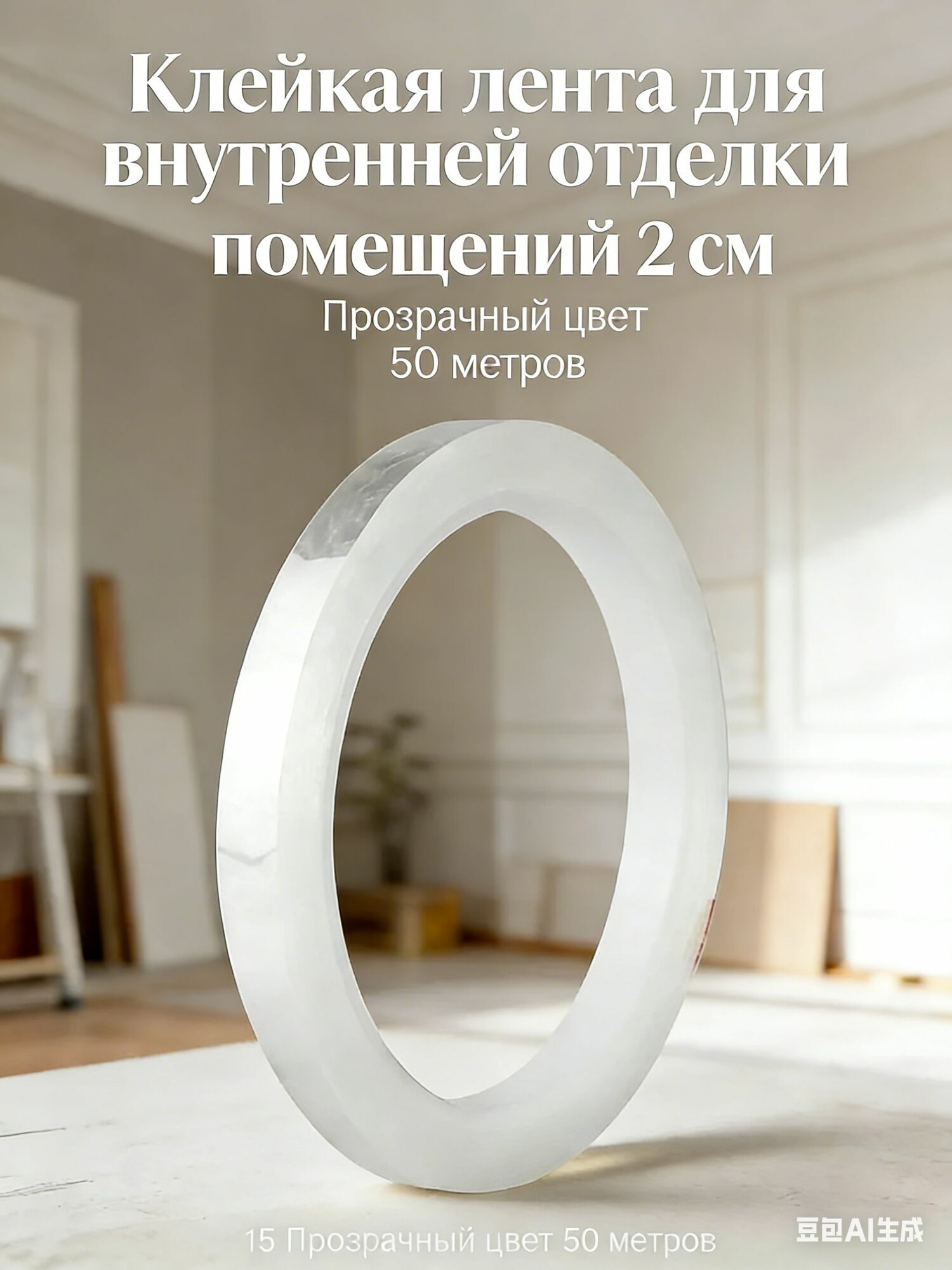 Клейкая лента для внутренней отделки помещений 2 см Прозрачный цвет 50 метров клейкая лента малярная лента для отделки