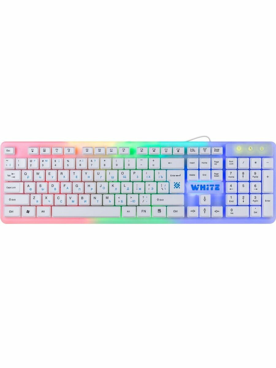 Клавиатура Defender GK-172 45172 радуж. подсветка,104 кнопки, white