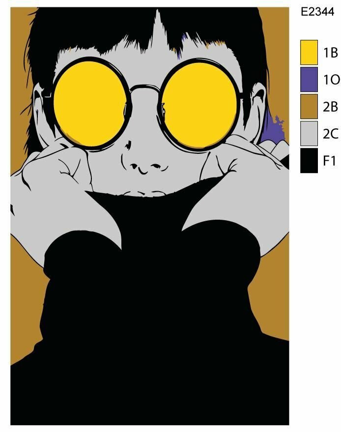 Детская картина по номерам E2344 "Кислотные девушки. Девушка в желтых очках. Картины светятся в ультрафиолете" 20x30