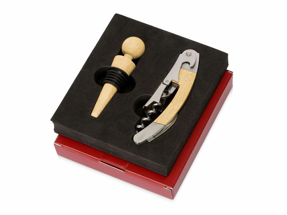 Набор аксессуаров для вина «Provence»: пробка, штопор, цвет натуральный/черный/серебристый