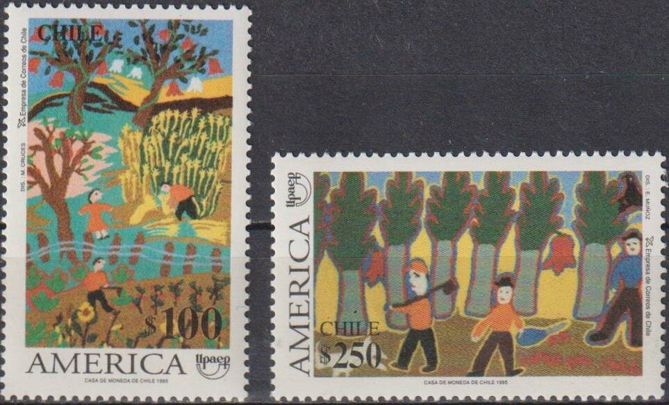 Почтовые марки Чили 1995г. "Охрана окружающей среды - Детские рисунки" Рисунки MNH