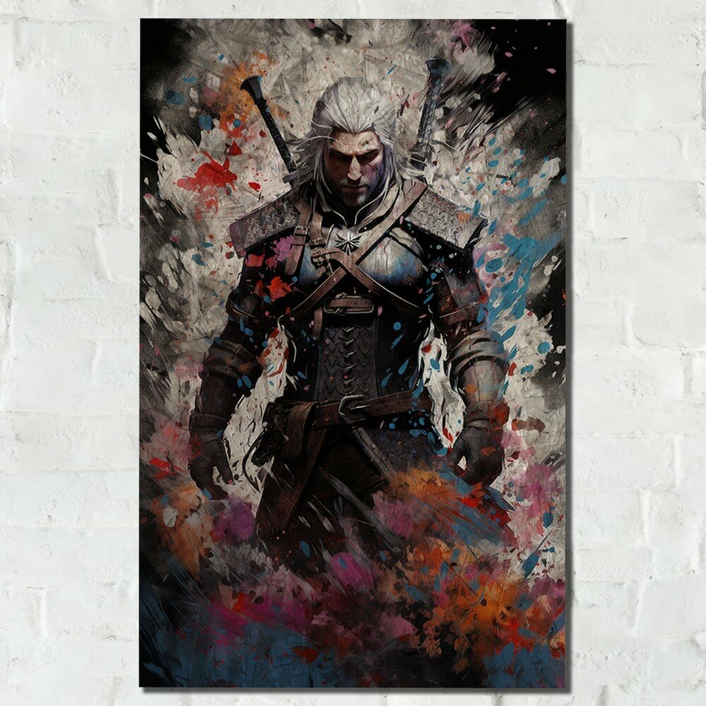 Картина интерьерная на рельефной доске игра Witcher (Ведьмак 3, Геральт, PS, PC, XBOX, SWITCH) - 13590 В