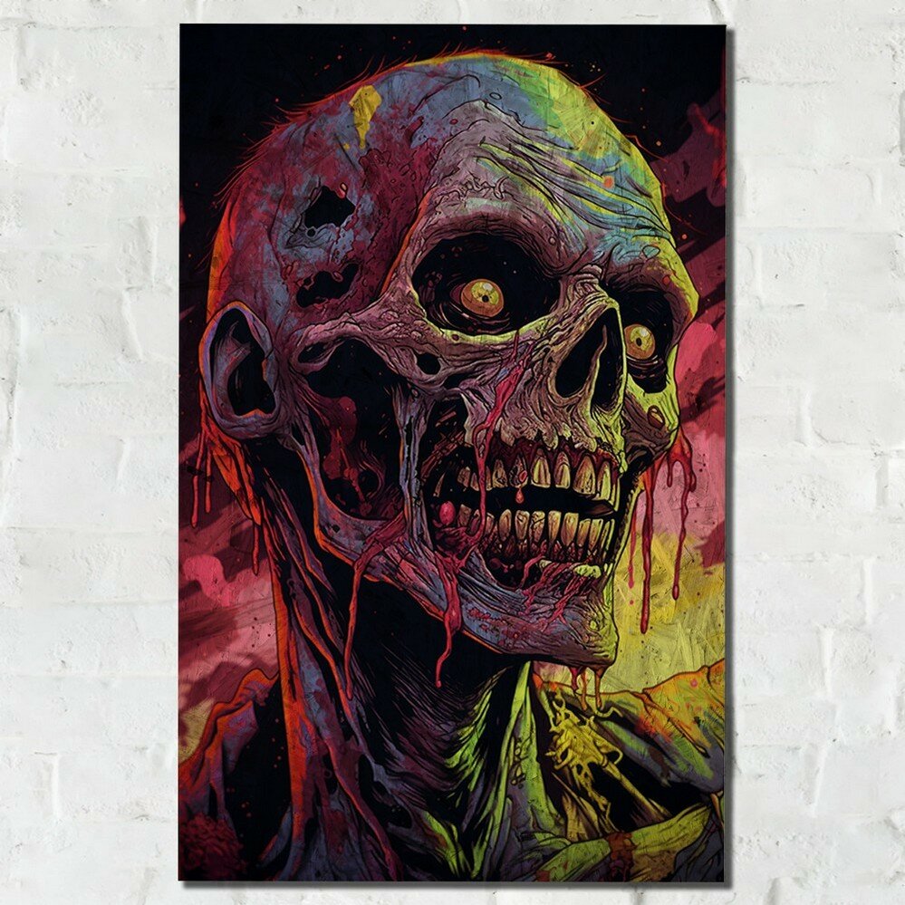 Картина интерьерная на рельефной доске сериал Ходячие мертвецы (Walking Dead, Зомби, ужасы) - 13675 В