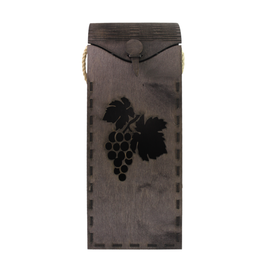 Кофр для бутылки вина подарочный из темного дерева 3